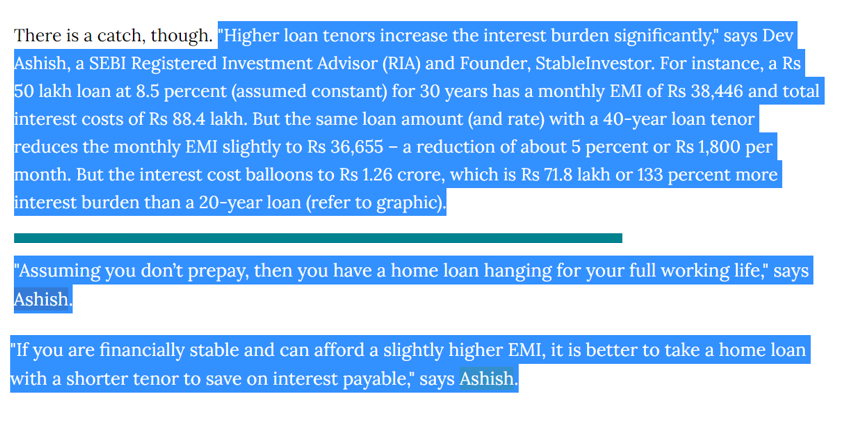 Should you choose Home Loan Tenor of 40 years? - Stable Investor